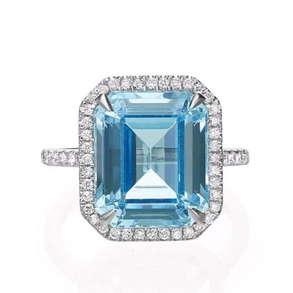 Jewelry | Blue Square Diamond Bridal Ring | Poshmark